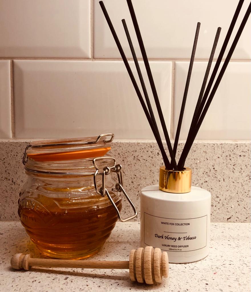 Dark Honey & Tobacco Luxury Reed Diffuser 100ml – White Fox Collection